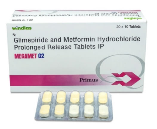 Megamet G2 – Glimepiride 2mg + Metformin 500mg Tablets (10’s) | Type 2 ...